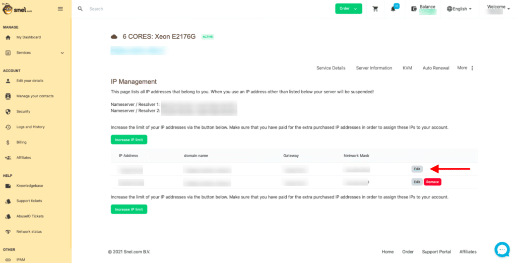 How to configure reverse DNS in our clientarea - Snel.com How to configure reverse DNS in our clientarea - Snel.com