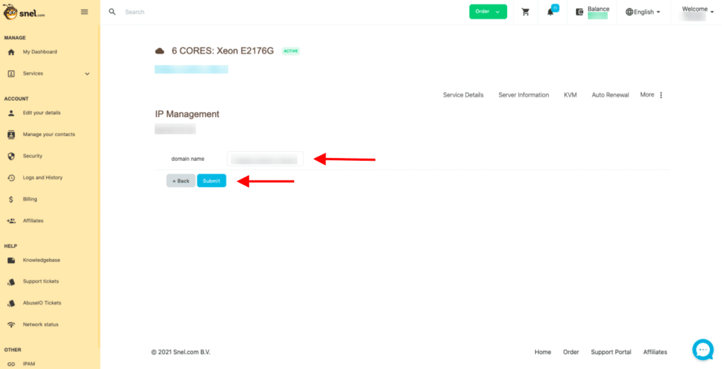 How to configure reverse DNS in our clientarea - Snel.com