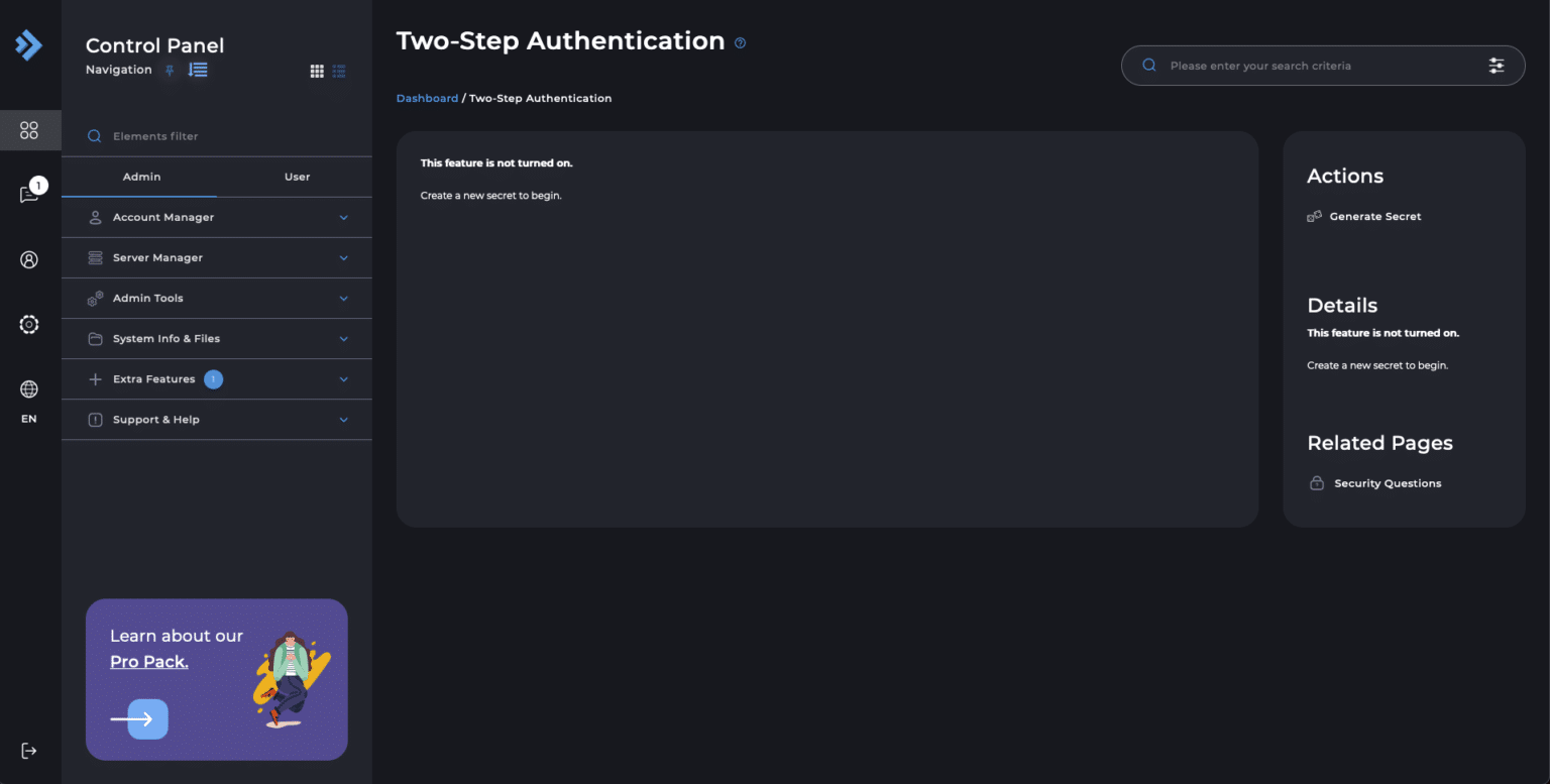 How to enable Two-Factor Authentication for DirectAdmin - Snel.com