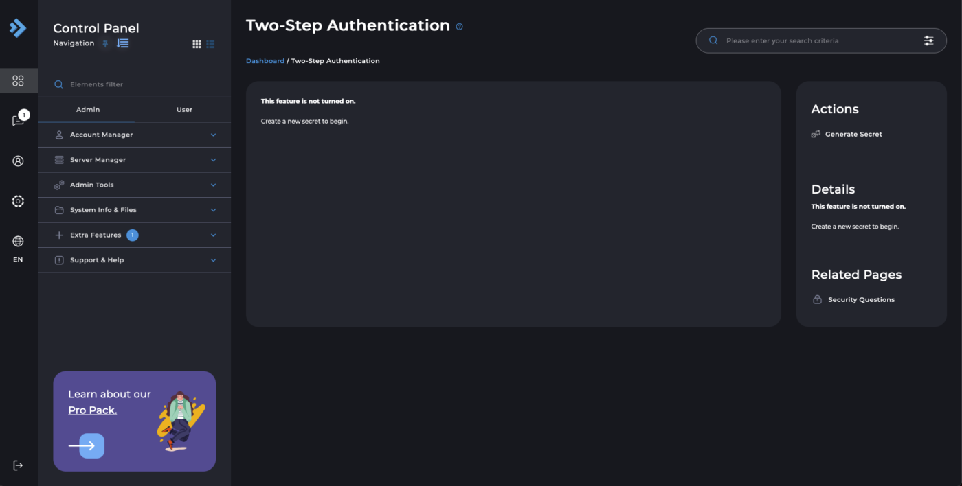 How to enable Two-Factor Authentication for DirectAdmin - Snel.com