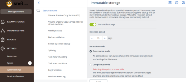 Immutable Storage in Acronis Backup Cloud | Snel.com