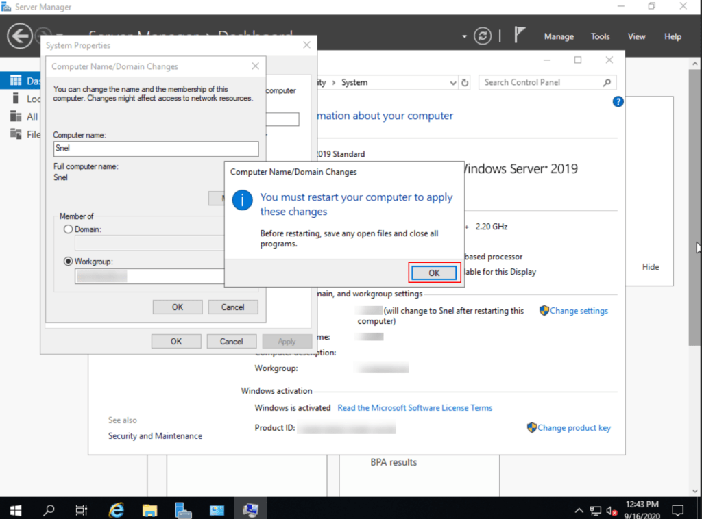 How to change the hostname on Windows Server 2019 | Snel.com