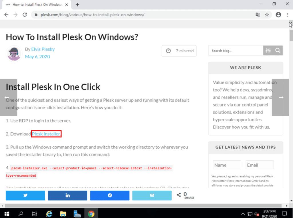 How to install Plesk on Windows Server 2019 | Snel.com